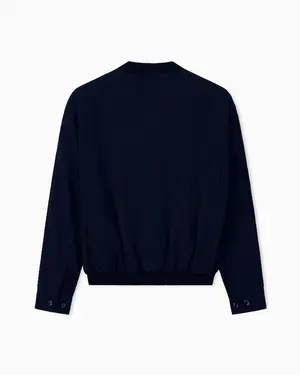 Giorgio Armani Seersucker Viscose Bomber Jacket With Ribbed Trims