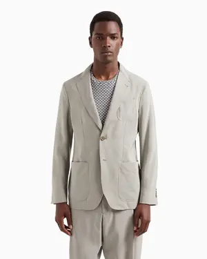 Giorgio Armani Upton Single-breasted Blazer In Washed Silk With Two Buttons - Grey