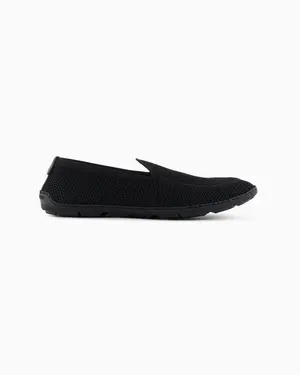 Giorgio Armani Breathable Mesh Slip-on Sneakers With Leather Inserts - Black