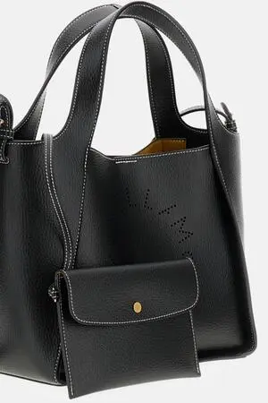 Stella McCartney Logo Tote Bag With Shoulder Strap, Grainy Alter Mat
