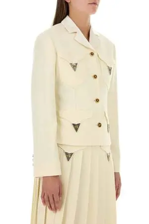 Versace Stretch Wool Blazer With Medusa Head Detail