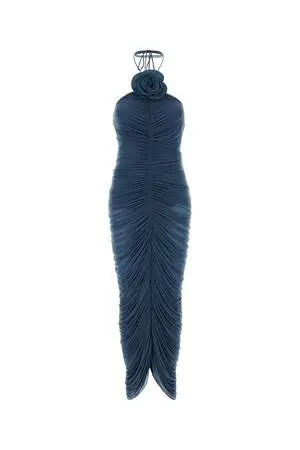 Magda Butrym Draped Floral Embellished Stretch Jersey Midi Dress