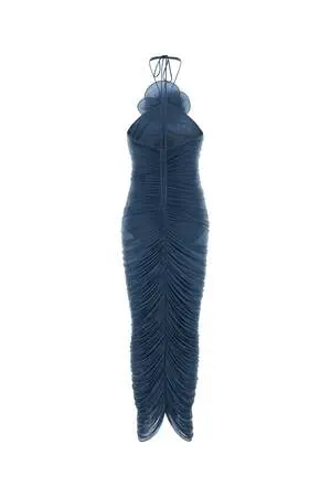 Magda Butrym Draped Floral Embellished Stretch Jersey Midi Dress