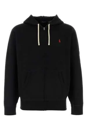 Polo Ralph Lauren Cotton Blend Zip-up Hoodie With Embroidered Logo - Black