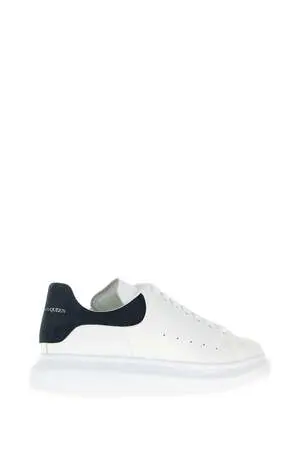 Alexander McQueen Leather Sneakers With Dark Blue Suede Heel