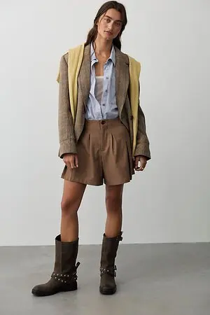 Free People At Bay Trouser Shorts - Cinnamon Combo
