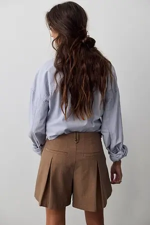 Free People At Bay Trouser Shorts - Cinnamon Combo
