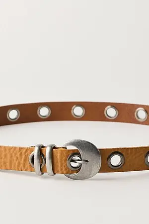 Free People Rosebowl Grommet Belt - Saddle