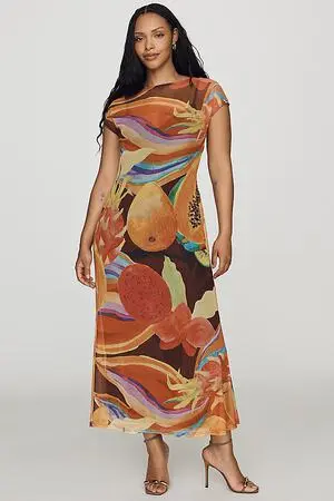NEVER FULLY DRESSED Rio Mesh Midi Dress - Multi