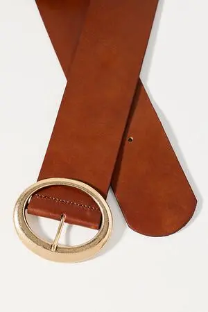 Anthropologie Wide Oval Buckle Belt - Brown