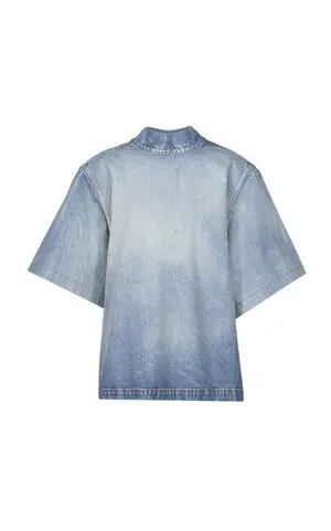 Alaïa Reversed Denim Jacket With Short Sleeves - Blue