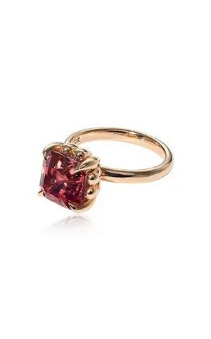 Nak Armstrong 20k Rose Gold One-of-a-kind Lotus Flower Solitaire Ring - Red