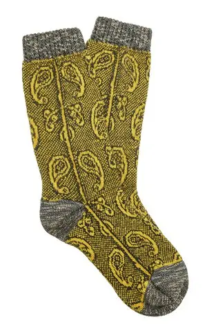 Dries Van Noten Paisley Jacquard Wool Socks - Green