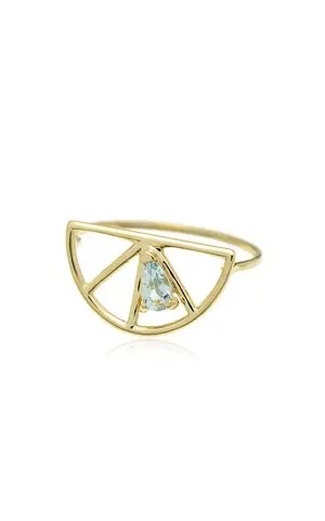 ALIITA Media Naranja 9k Yellow Gota Aquamarine Ring - Gold