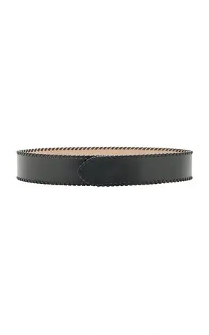 Khaite Theo Whipstitch Leather Belt - Black