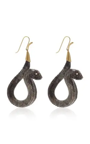 Annette Ferdinandsen Marblewood Cobras With Diamond Eyes Earrings