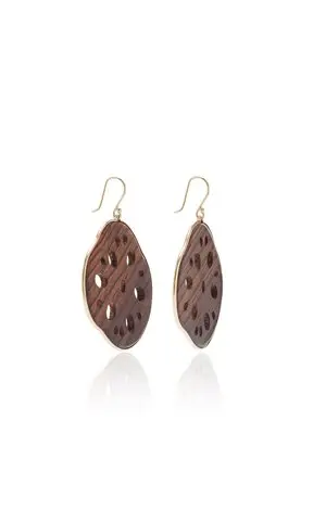 Annette Ferdinandsen Large Rosewood Lotus Root Slice Earrings