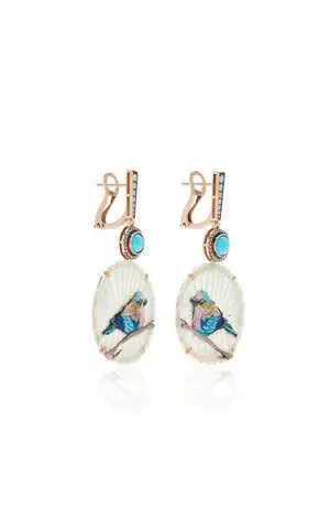 SILVIA FURMANOVICH Embroidered Woven Horse Mane Bird Earrings