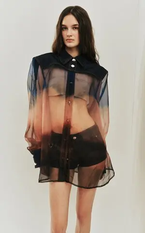 Aje Remie Cotton Denim Contrast Shirt