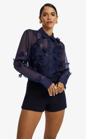 LEO LIN Olivianne Tweed Shorts Midnight
