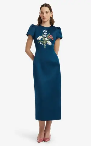 LEO LIN Emmeline Embellished Maxi Dress Teal