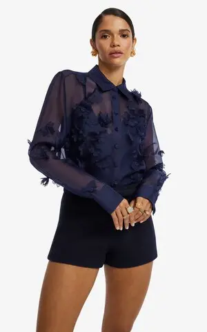 LEO LIN Cassia Petal Shirt Midnight