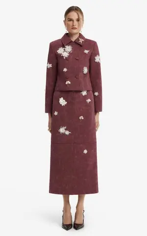 LEO LIN Embellished Vegan Suede Jacket