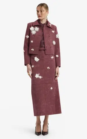LEO LIN Embellished Vegan Suede Jacket