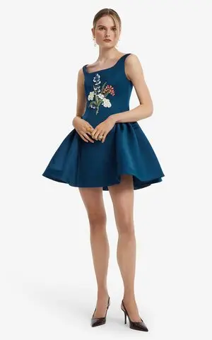 LEO LIN Zaya Embellished Mini Dress Teal