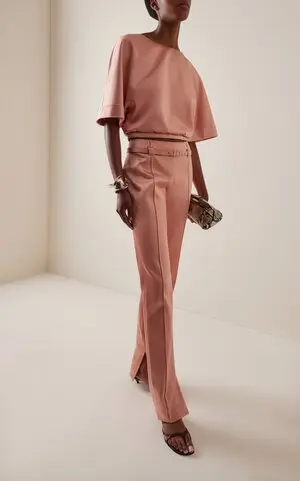 Amir Taghi Courtney Cropped Square Neck Satin T-shirt