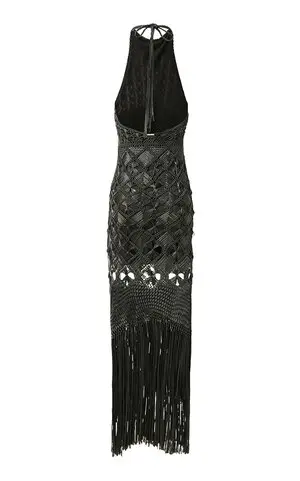 PALMA CANARIA Lia Handwoven Macramé Fringe Maxi Dress