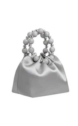 VERAFIED Embellished Crystal Handle Satin Evening Bag