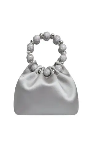 VERAFIED Embellished Crystal Handle Satin Evening Bag