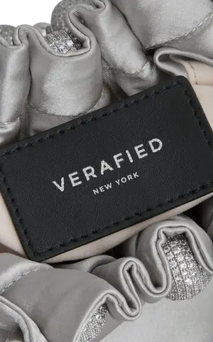 VERAFIED Embellished Crystal Handle Satin Evening Bag