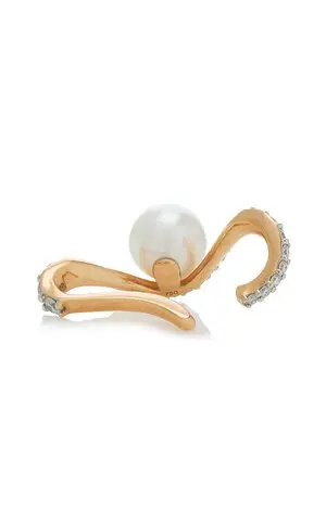 MARIE MAS 18k Rose Gold Pearl And Diamond Single Ear Jewel