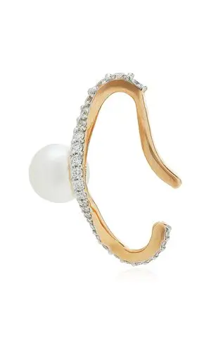 MARIE MAS 18k Rose Gold Pearl And Diamond Single Ear Jewel