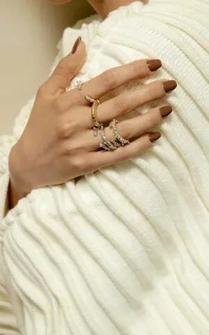 AYSHA BILGRAMI 24k Gold Vermeil Triple Akis Mix Ring