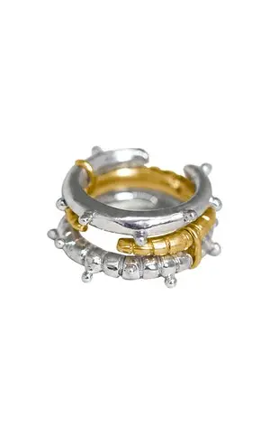 AYSHA BILGRAMI 24k Gold Vermeil Triple Akis Mix Ring