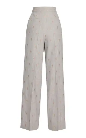 Erdem Pinstripe Wool-blend Wide-leg Pants