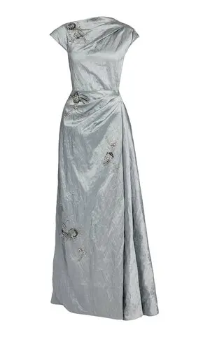 Erdem Asymmetric Textured Satin Gown