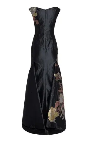Erdem Off-the-shoulder Textured Satin Gown