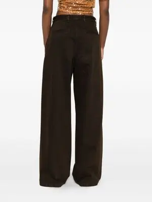 Dries Van Noten Burgundy Geometric Pattern Wide Leg Trousers - Multicolor