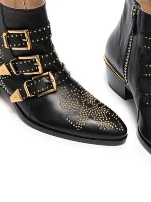 Chloé Susan Studded Leather Ankle Boots - Multicolor