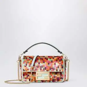 Fendi Mini Baguette Bag In Multicoloured Sequins - Multicolor