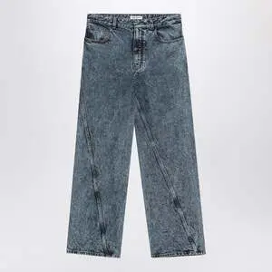 Alaïa Twisted Stonewashed Denim Jeans - Blue