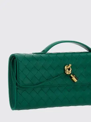 Bottega Veneta Lamb Skin Woven Clutch With Gold Tone Hardware