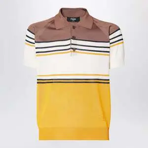 Fendi Multicoloured Striped Viscose Polo Shirt - Multicolor