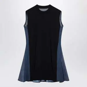 Sacai Denim Dress And Knit Top - Blue