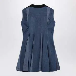 Sacai Paneled Knit And Denim Dress
