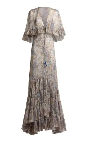Etro Ruffled Silk-blend Maxi Dress - Multi